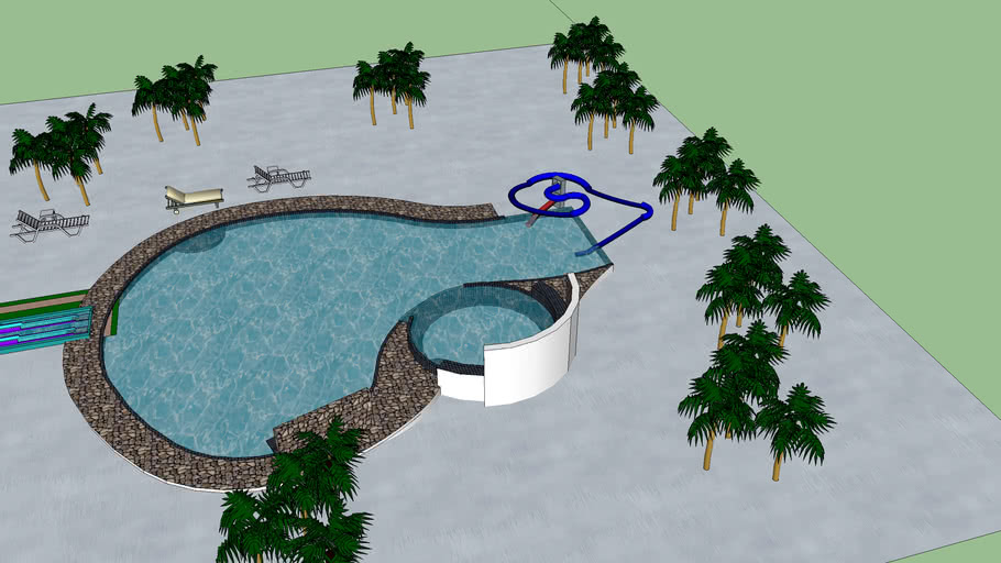 pool with trees and slides | 3D Warehouse