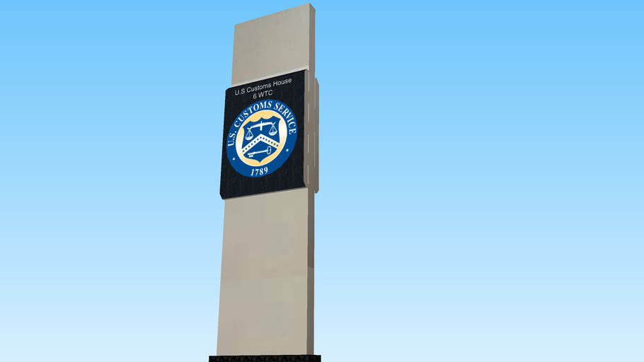 WTC 6 U.S Customs House Old Sign on Vesey Street & Plaza. | 3D Warehouse