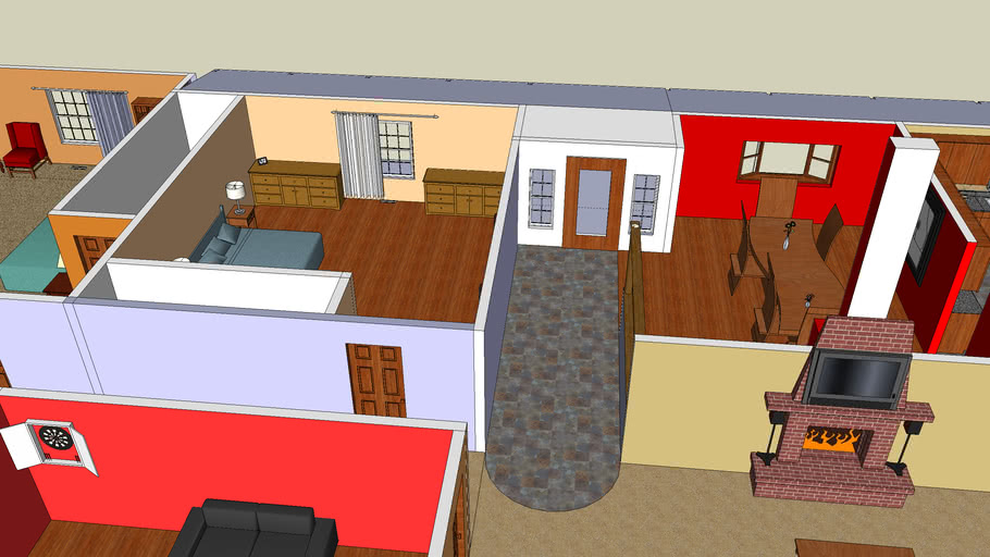 single story house open view | 3D Warehouse