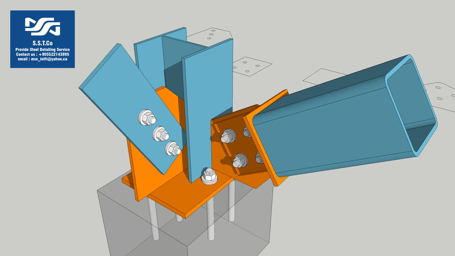 Gusset plate to column and base plate | 3D Warehouse
