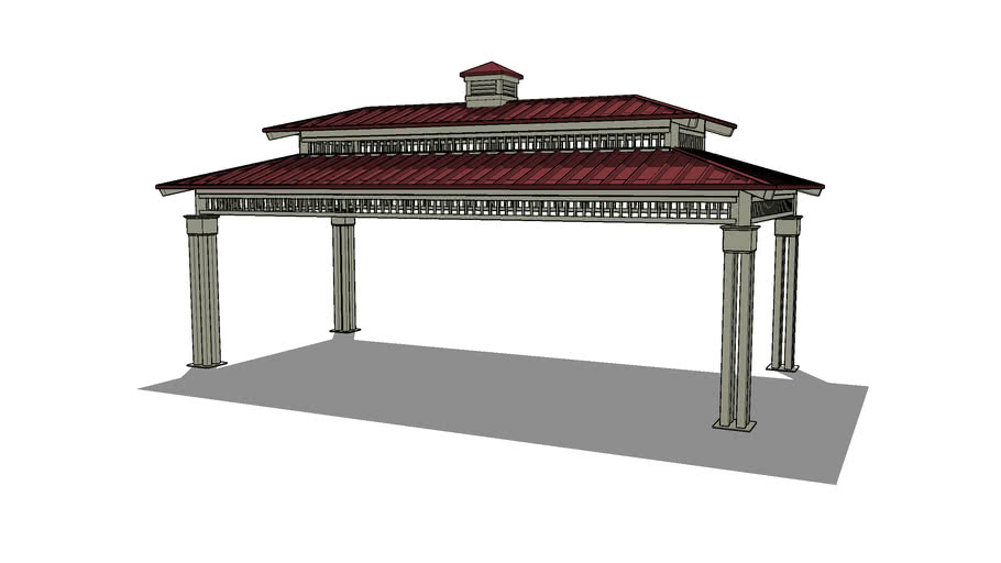 Hip - 16' x 32' Vented Top with four-post columns and Cupola | 3D Warehouse