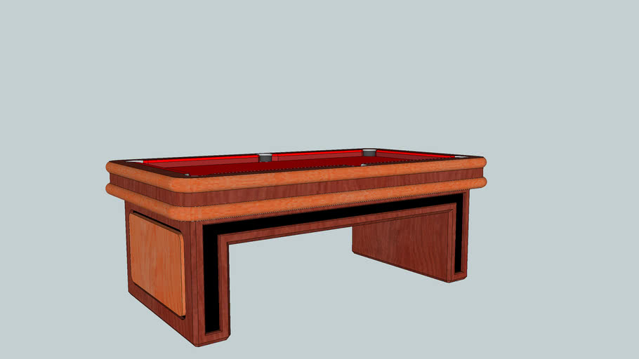 RED FELT POOL TABLE WITH TWO-TONE FINISH...5'X9' | 3D Warehouse