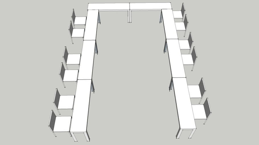 U-shape 2_3 tables with 16 chairs SUU | 3D Warehouse