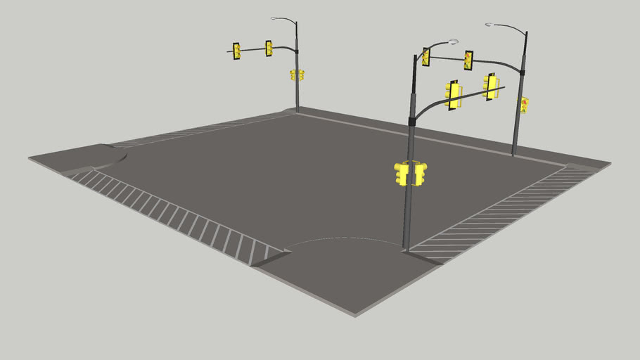 Road 3-Way Intersection | 3D Warehouse