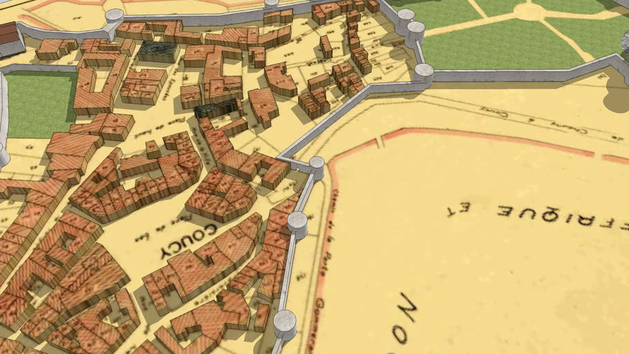 Plan 3D de Coucy le Chateau au 19e siècle | 3D Warehouse