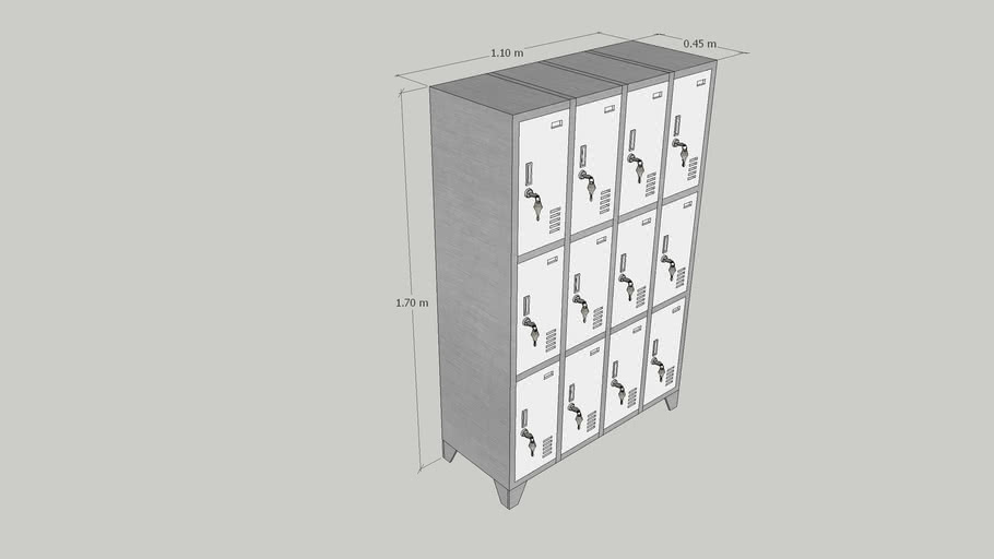 LOCKER METÁLICO 4 CUERPOS TRIPLES 12 PUERTAS | 3D Warehouse