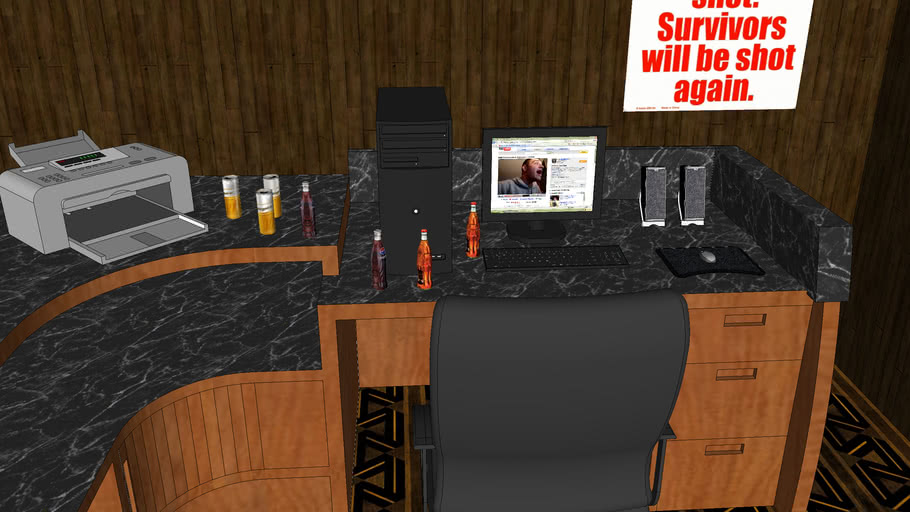 A Semi-Neater And Smaller Stereotypical American Computer Den | 3D ...