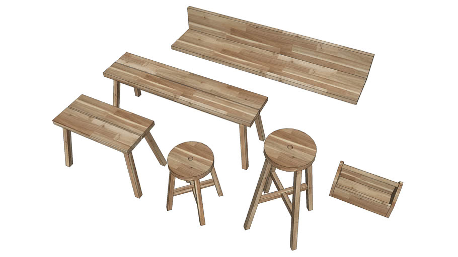 series IKEA SKOGSTA stool bench shelf | 3D Warehouse