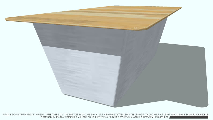 COFFEE TABLE ST ST TRUNCATED LT WD 2X4 TOP DESIGNED BY JOHN A WEICK RA ...