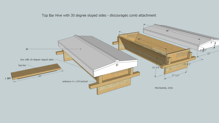Top Bar Hive with 30 degree sloped sides | 3D Warehouse
