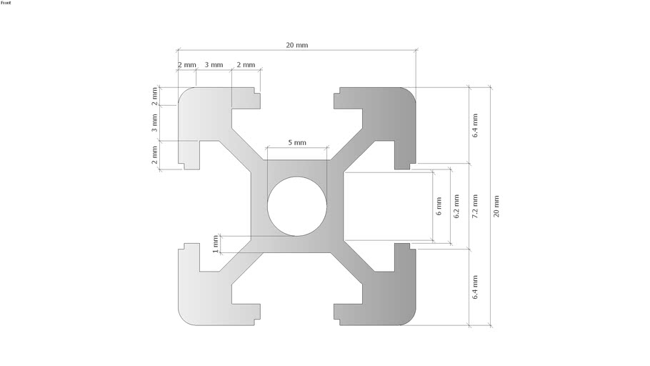 2020 T-slot aluminum extrusion | 3D Warehouse
