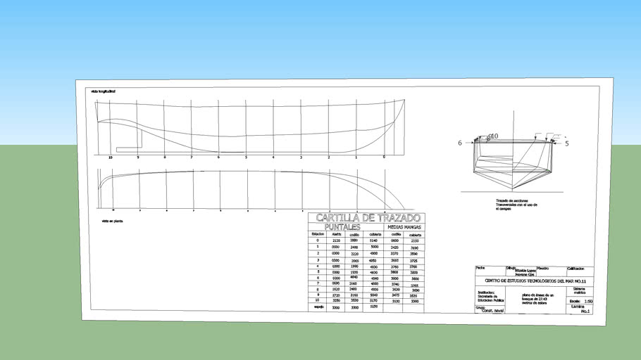 Plano de lineas de un buque de 27.43 m. de eslora | 3D Warehouse