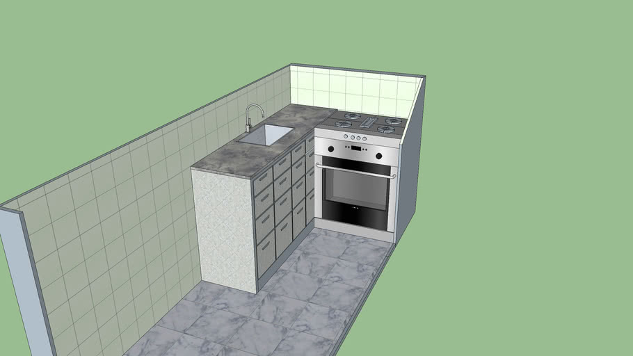 kitchen design with GAS range oven and sink | 3D Warehouse