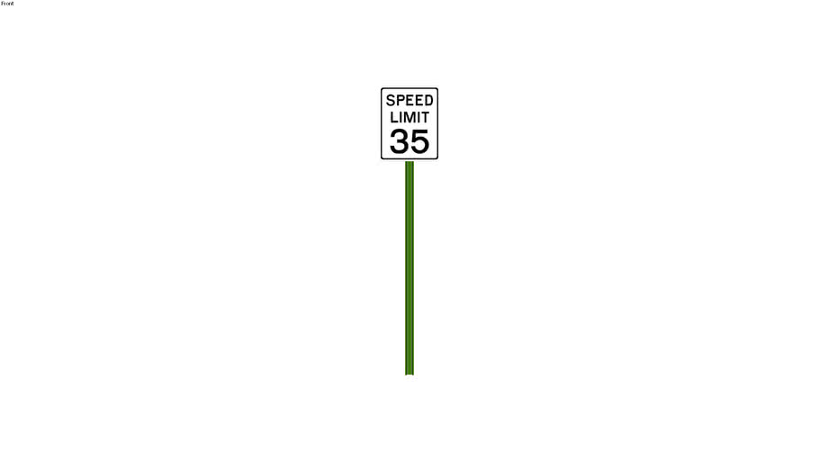 Speed Limit 35mph Sign - Detailed | 3D Warehouse