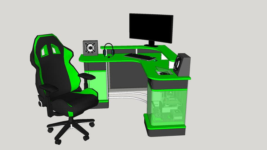meja sudut gaming style | 3D Warehouse