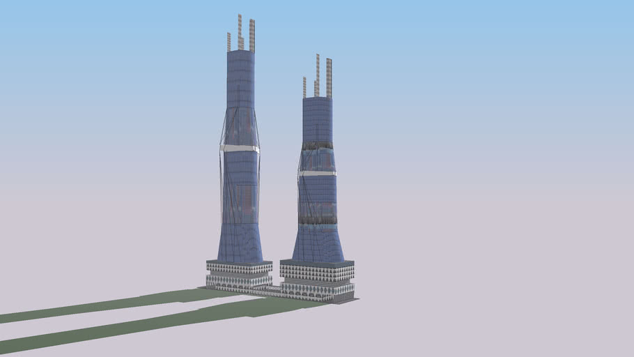 Twin Towered Skyscraper, with common linked base | 3D Warehouse