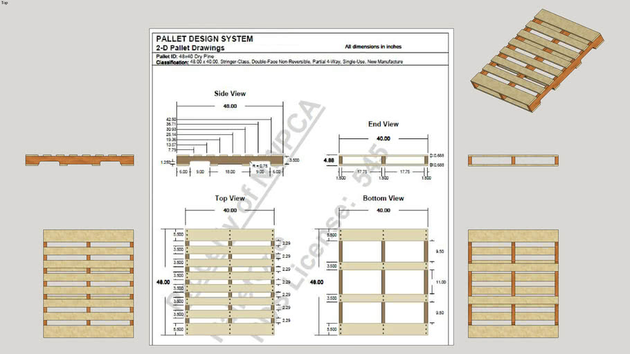 pallet double face stringer non reversible | 3D Warehouse
