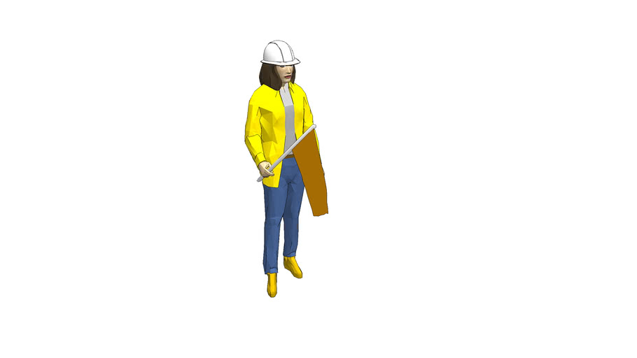 Construction Worker - Women with Flag | 3D Warehouse