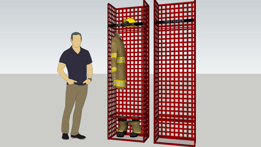 RED RACK FIRE FIGHTER PPE STORAGE | 3D Warehouse