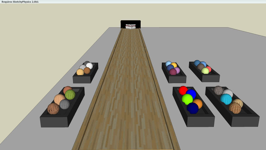 bowling alley with assorted color balls | 3D Warehouse