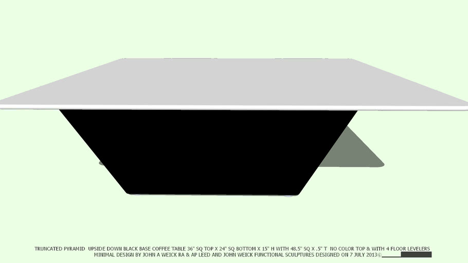 COFFEE TABLE TRUNCATED PYRAMID BLACK 48 NO COLOR TOP BY JOHN A WEICK RA ...