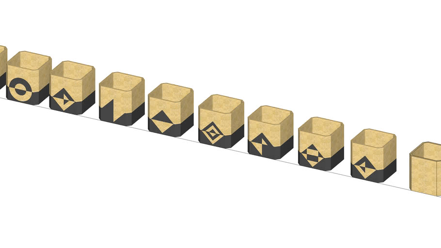 Square Slab Construction Planter Pots | 3D Warehouse