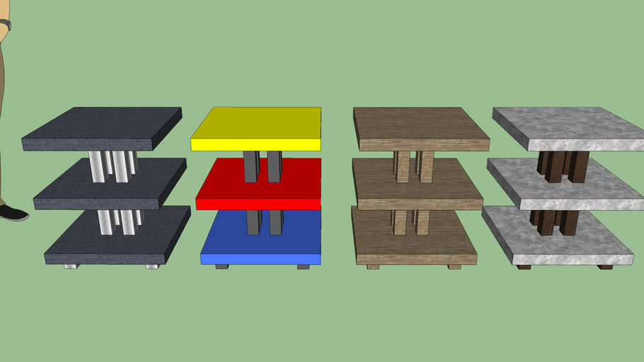 3-Tier Column Cube Side Table | 3D Warehouse