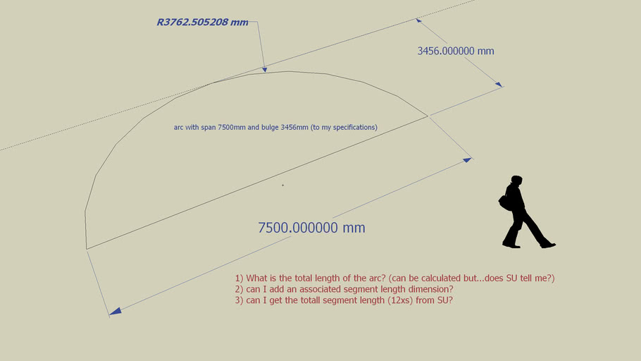 arc with associated dimensions | 3D Warehouse