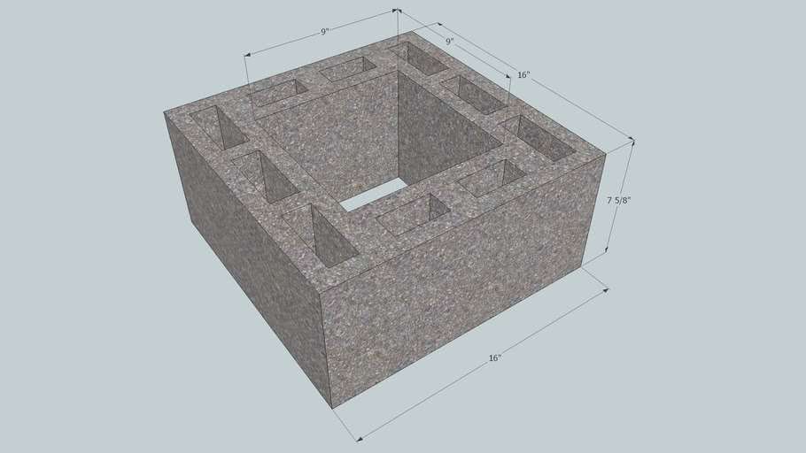 Flue Block, Concrete, 16'x16'x7-5/8' | 3D Warehouse