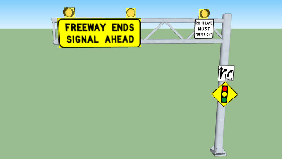 freeway ends sign | 3D Warehouse