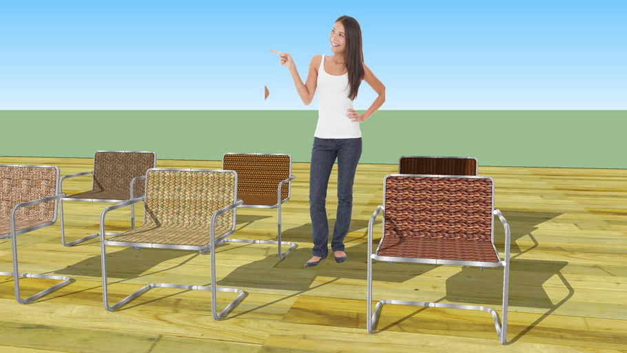 Metal chair with wicker finish | 3D Warehouse