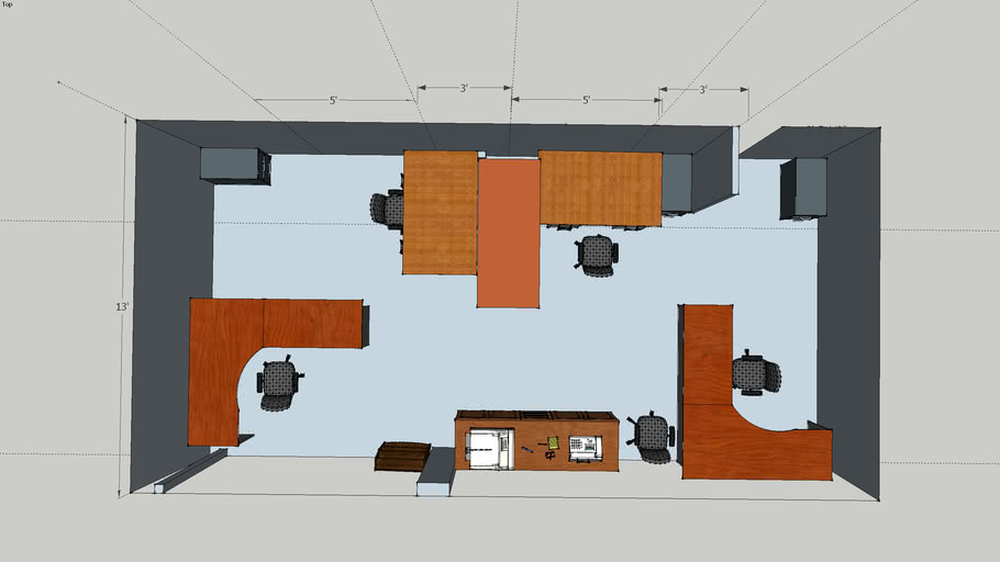 Open Plan Office Cubicle with 4 desks | 3D Warehouse