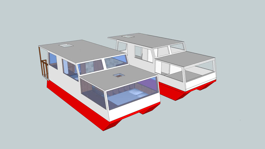 house boat, pontoon boat | 3D Warehouse
