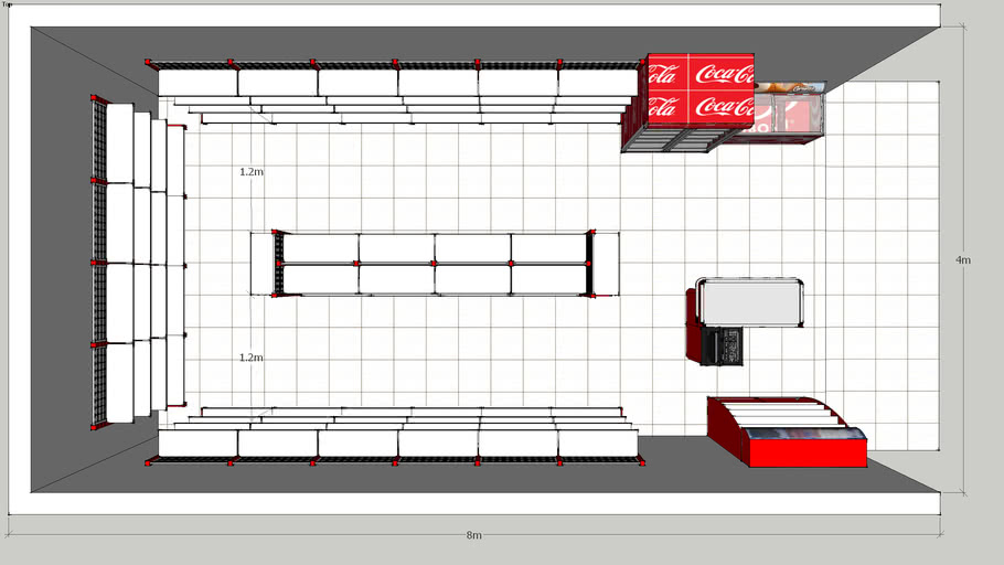 rak minimarket desain ruangan 4x8 | 3D Warehouse