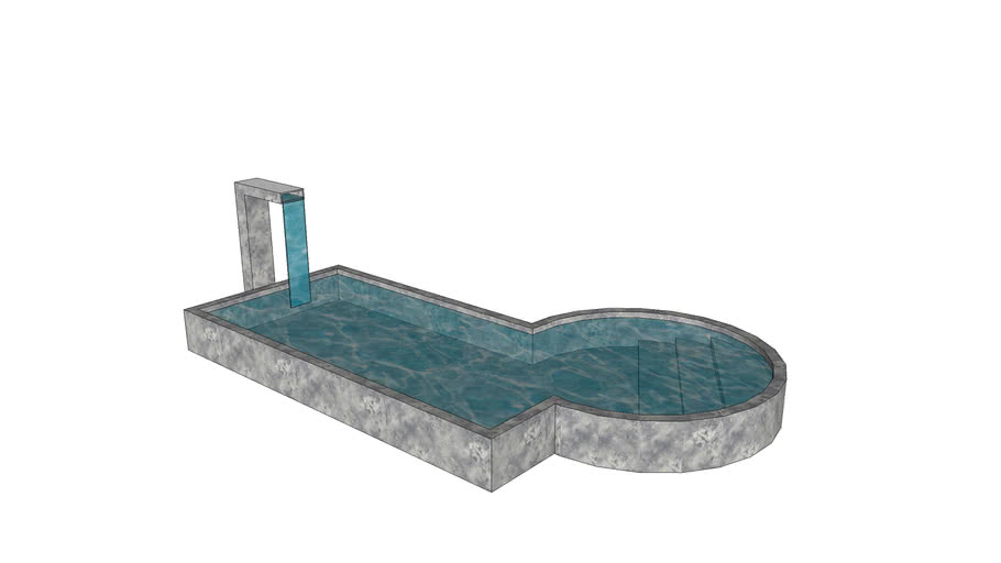 piscina com cascata | 3D Warehouse