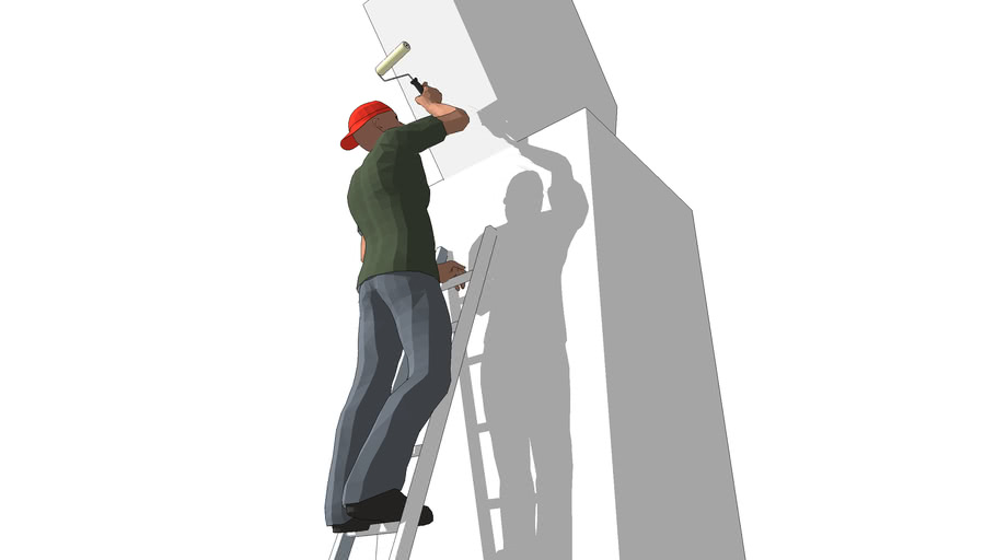 Man on a ladder, painting. | 3D Warehouse