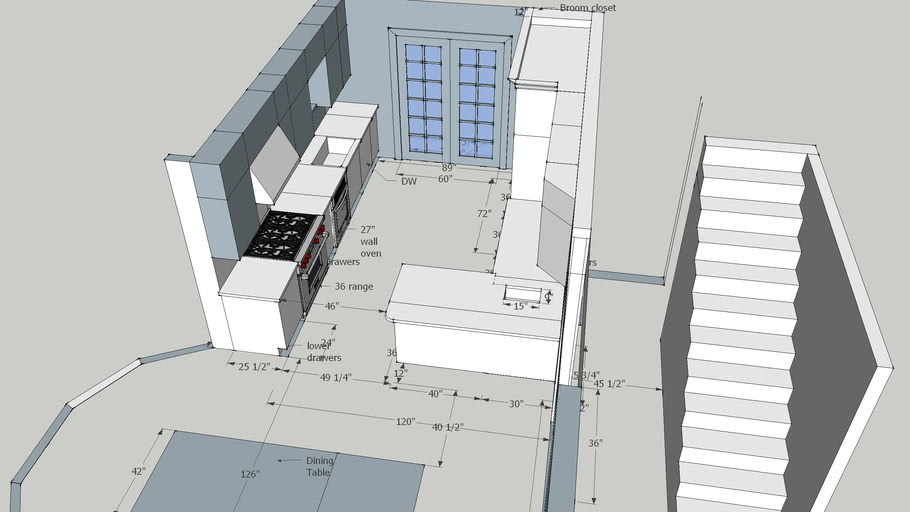 kitchen plan open layout peninsula4 cabinets | 3D Warehouse