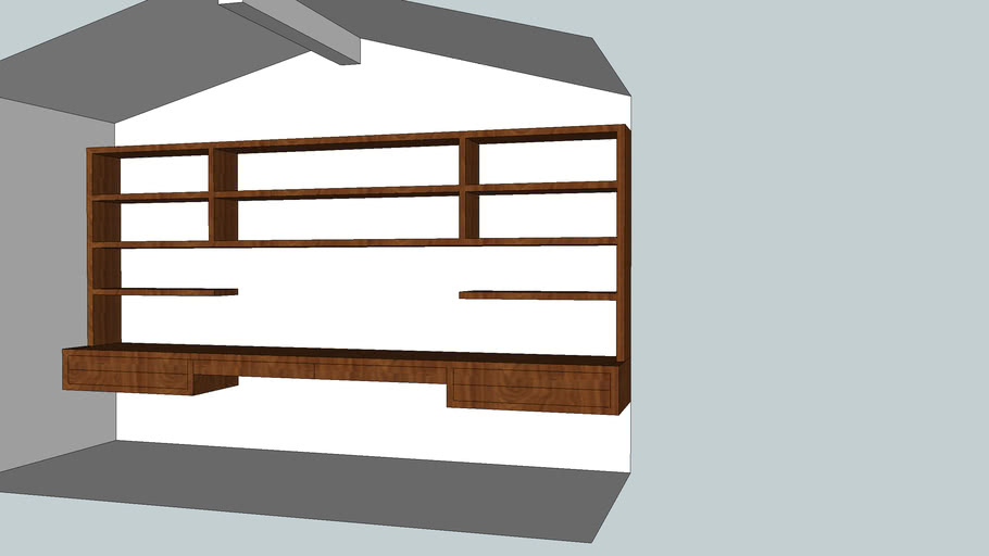 Walnut floating shelves unit done by Woodworking OC | 3D Warehouse