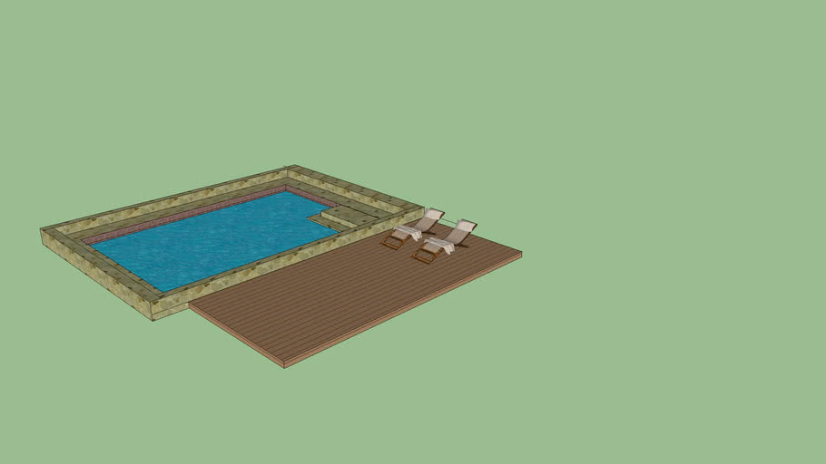 Swimming pool with decking | 3D Warehouse