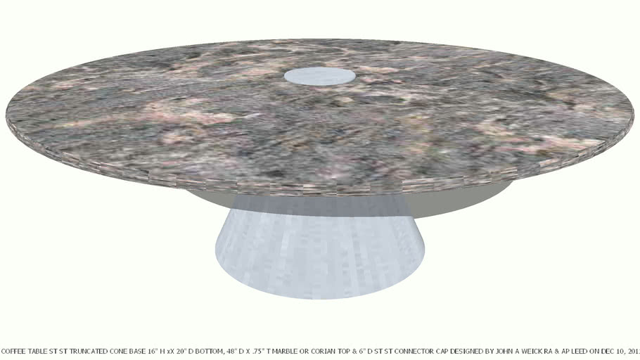 COFFEE TABLE TRUNCATED METAL CONE & MARBLE DESIGNED BY JOHN A WEICK RA ...