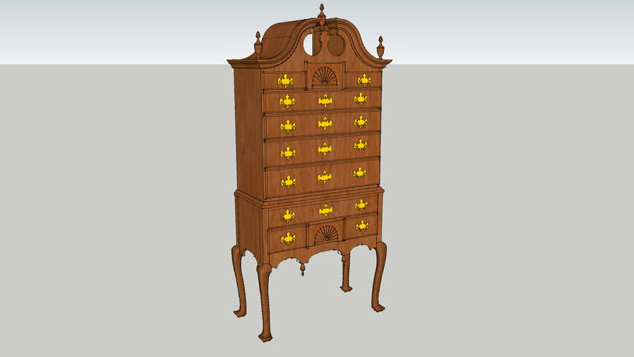 Queen Ann Bonnet Top Highboy | 3D Warehouse