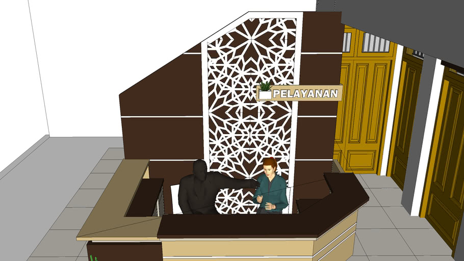 Back drop Office+meja pelayanan | 3D Warehouse