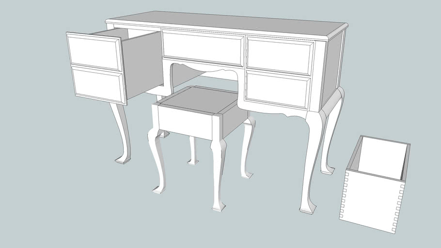 Custom Solid Wood Makeup Vanity Desk | 3D Warehouse