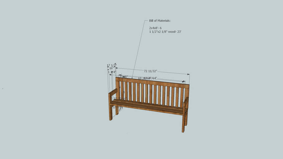 Dimensioned Bench | 3D Warehouse