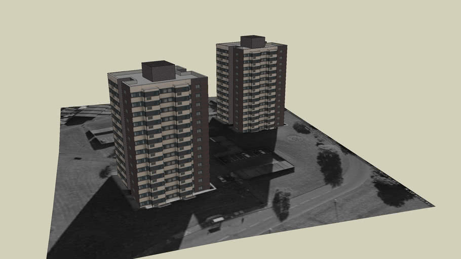 Tower Blocks From Willerby Court, Gateshead (near Harlow Green) | 3D ...