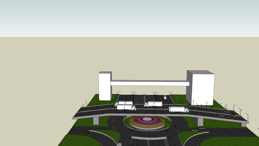 Interchange with buildings | 3D Warehouse