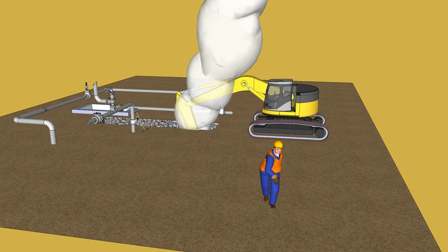 trench excavation with leak | 3D Warehouse