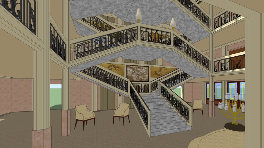 RMS Queen Anne First Class Lobby Staircase | 3D Warehouse
