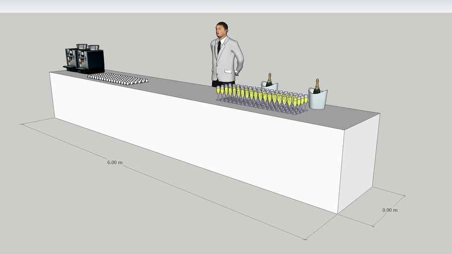 Buffet Traiteur 6 x 0,90m | 3D Warehouse