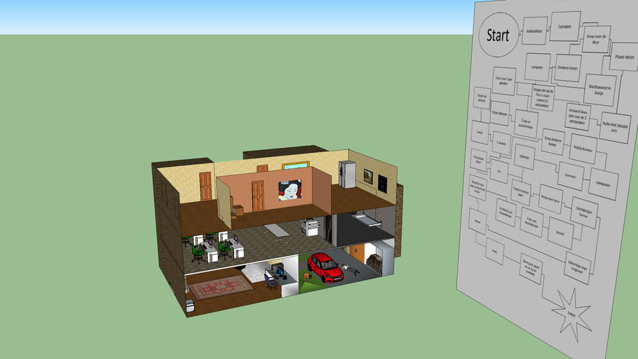 Escape room gevangenis inclusief flowchart | 3D Warehouse